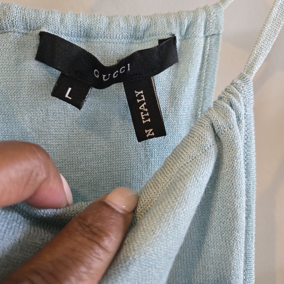 Gucci | Tops | Gucci Light Blue Knit Top | Poshmark